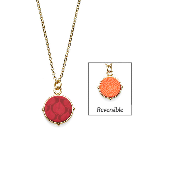 Savannah Red Reversible Medallion Necklace - JILZARAH