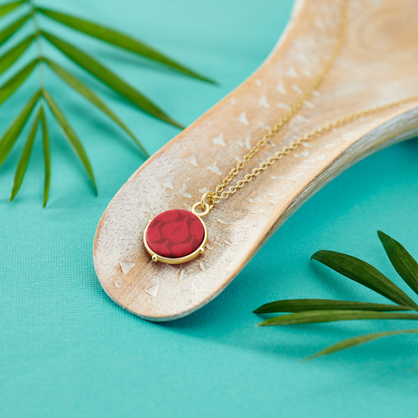 Savannah Red Reversible Medallion Necklace - JILZARAH